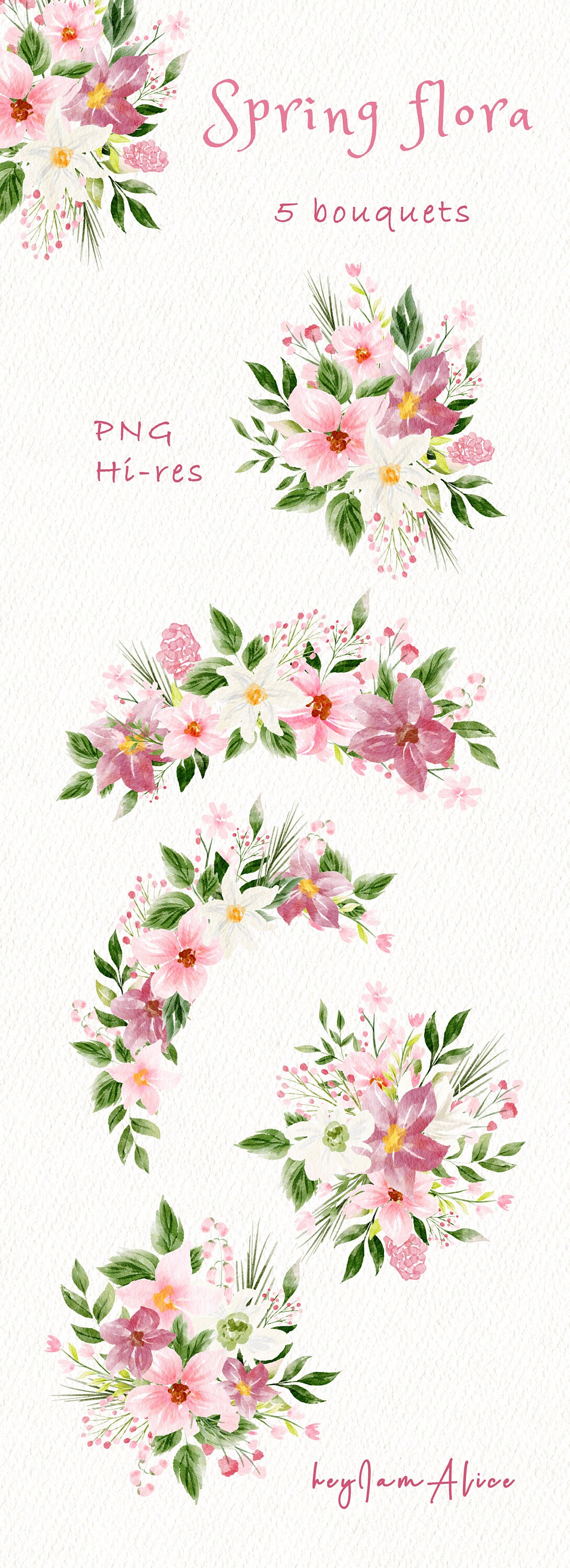 Pink Purple Flower Watercolor Clipart Soft Pink Floral PNG | Etsy