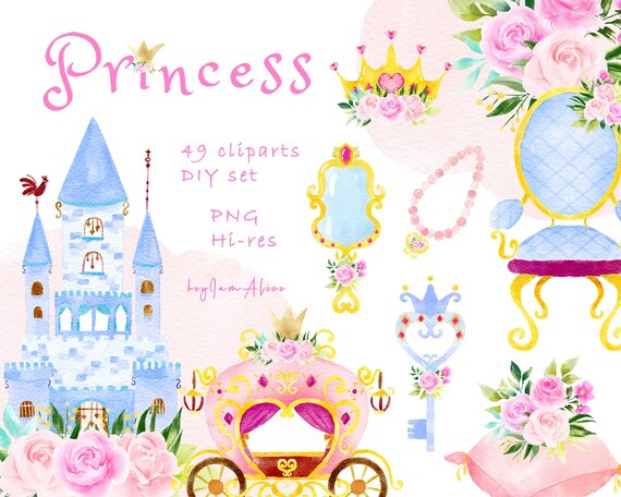 Princess Watercolor Clipartfree COMMERCIAL Use Nursery - Etsy