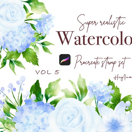 100 Realistic Watercolor Stamp Procreate Brush FREE - Etsy