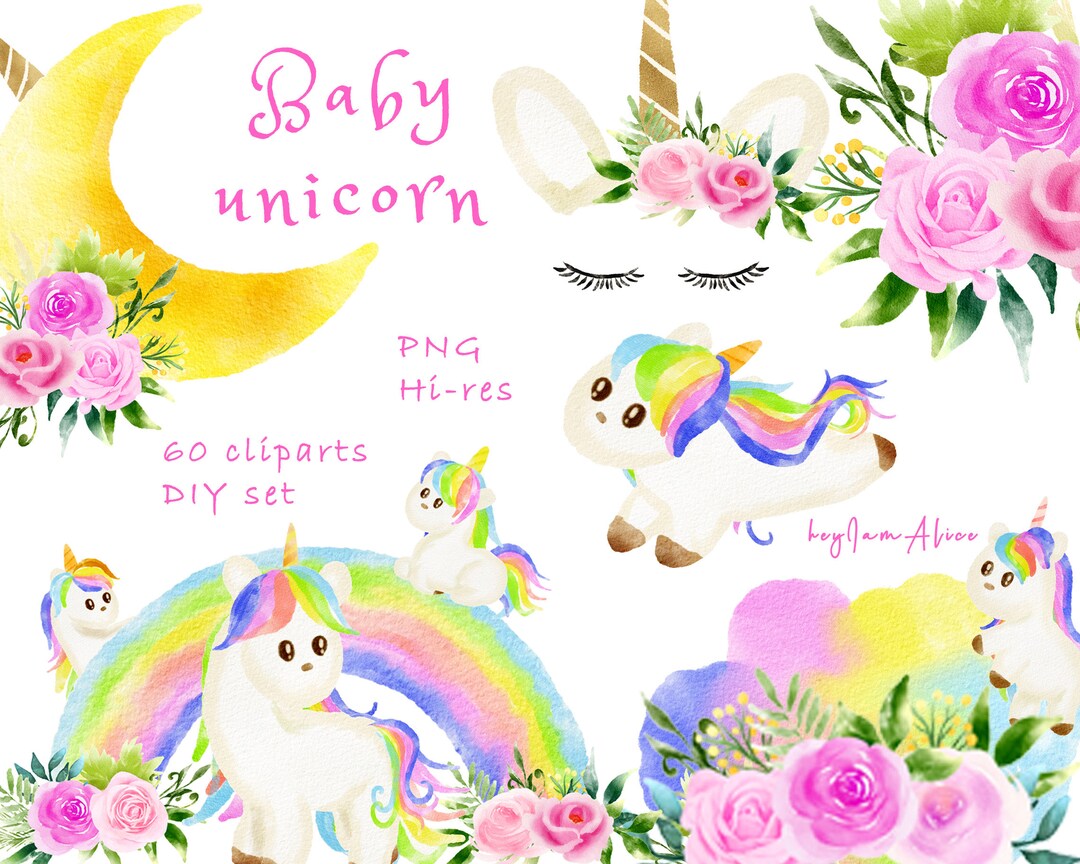 Unicorn Clipart, Pony Clipart, FREE COMMERCIAL Use, Watercolor Unicorn ...