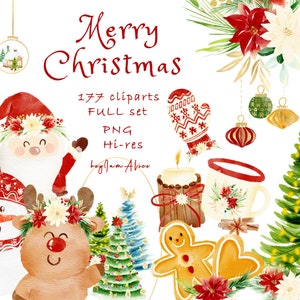 Christmas Clipart, FREE COMMERCIAL Use, Watercolor Merry X-mas Clipart ...