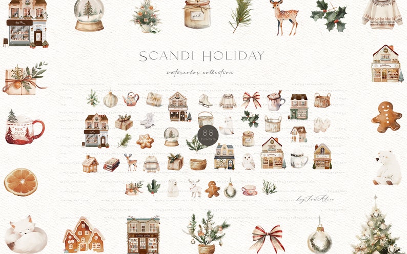 Christmas Clipart, Scandinavian Christmas, Cozy Home Clipart ...