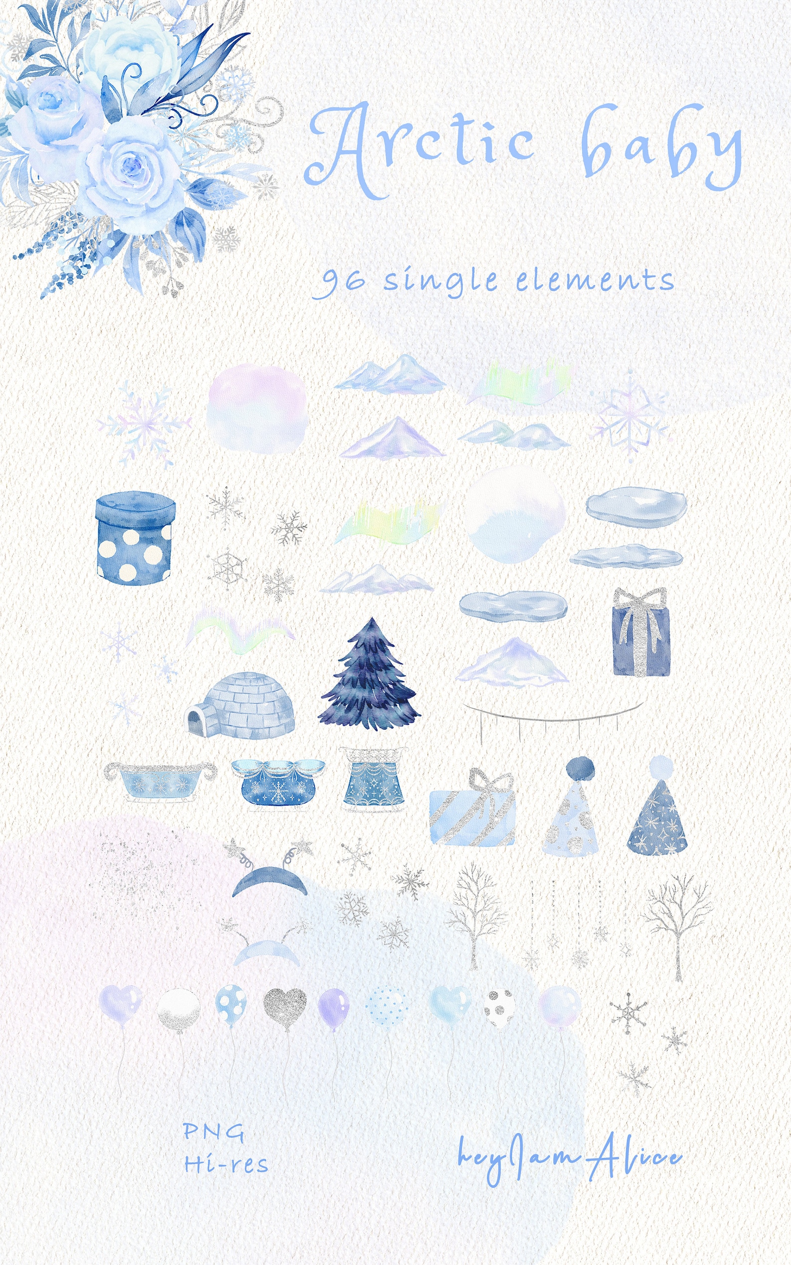 Arctic Animal Watercolor Clipart Winter Holiday Graphic Baby - Etsy