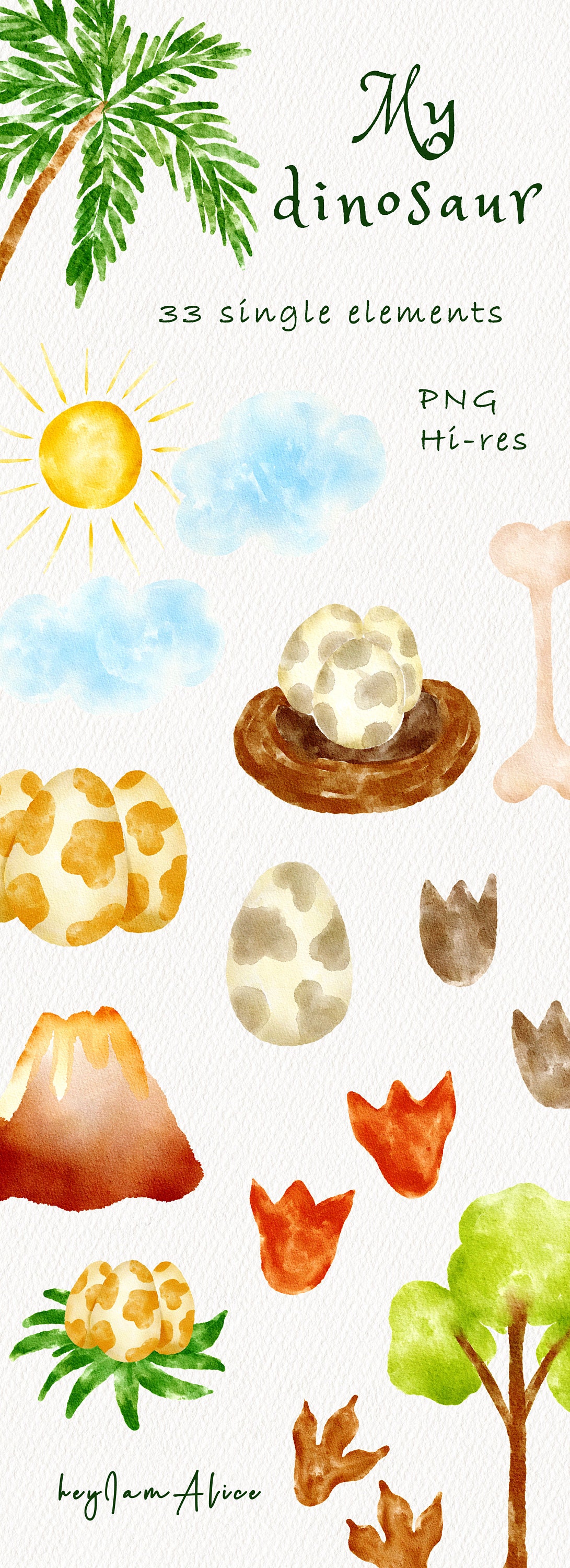 Dinosaurs Watercolor Clipart FREE COMMERCIAL Use Cute - Etsy