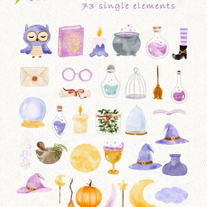 Witch Clipart, Halloween Digital PNG, Witch and Wizard, Magical School ...