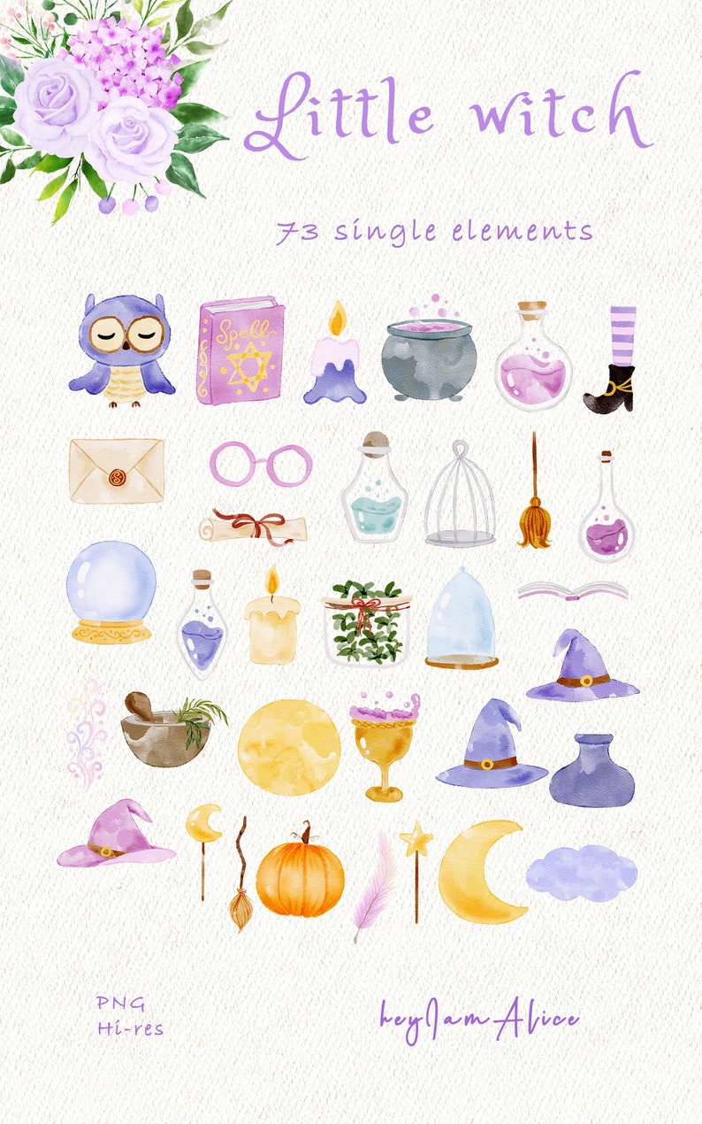 Witch Clipart Halloween Digital PNG Witch and Wizard - Etsy