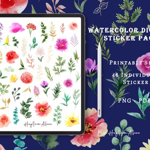 May Flower Digital Sticker, PRINTABLE Sticker Sheet, Watercolor Digital ...