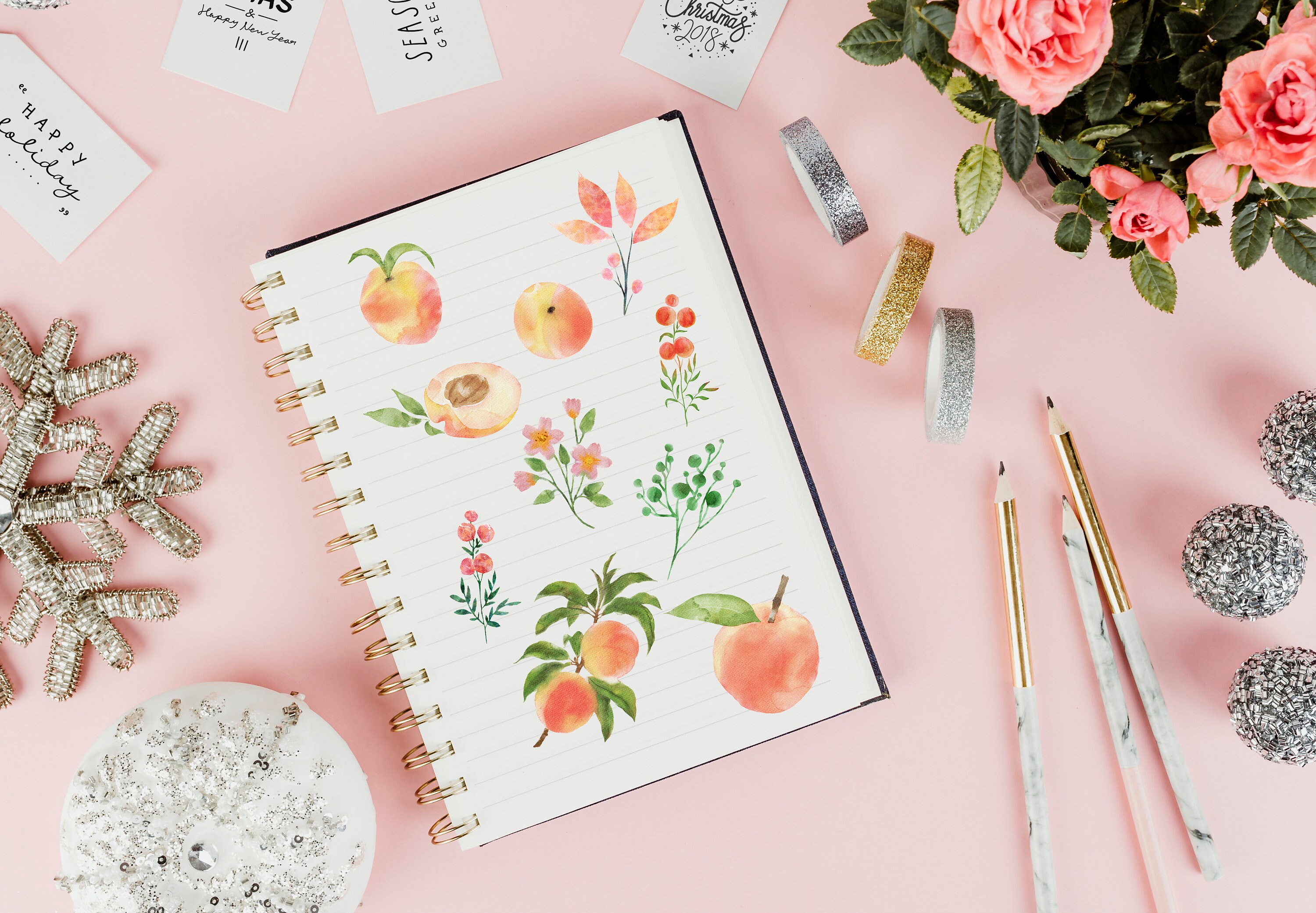 Golden Peach Digital Sticker Printable Sticker Sheet - Etsy