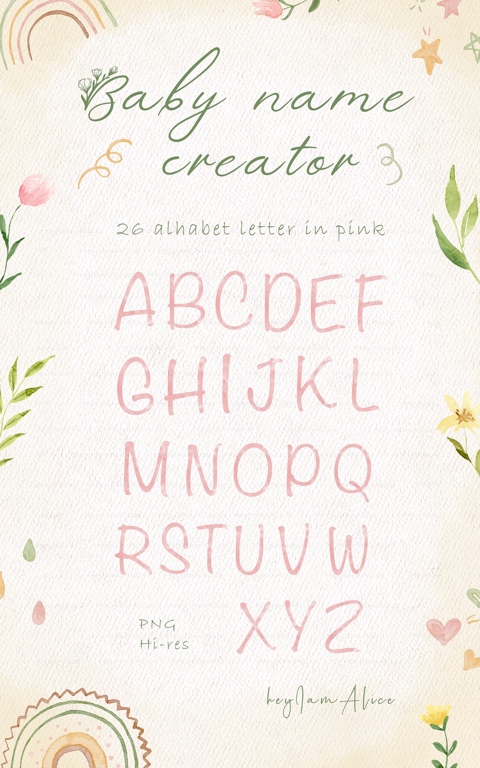 Baby Alphabet Letter Clipart Custom Name Creator Nursery - Etsy