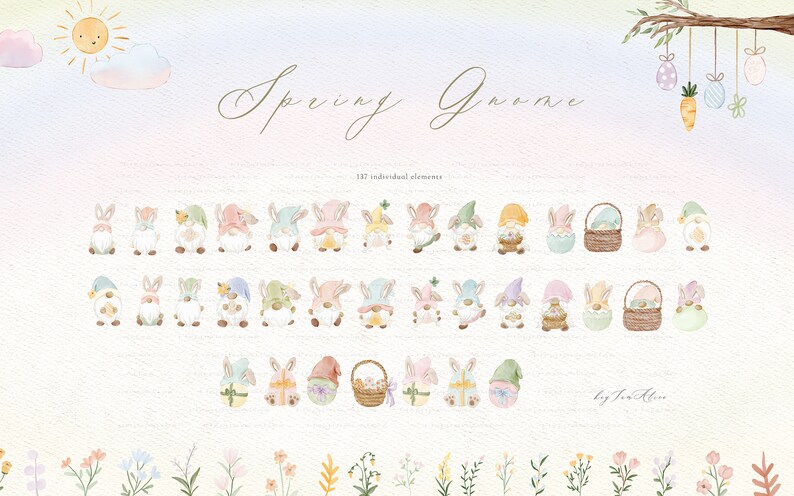 SPRING Gnome Clipart, Easter Clipart, Spring Easter Eggs, Spring ...