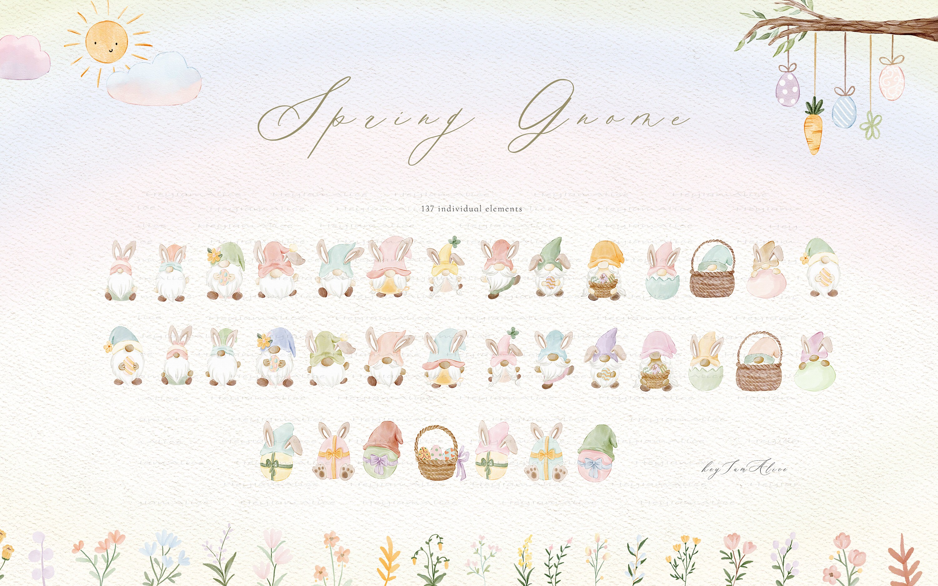 SPRING Gnome Clipart, Easter Clipart, Spring Easter Eggs, Spring ...