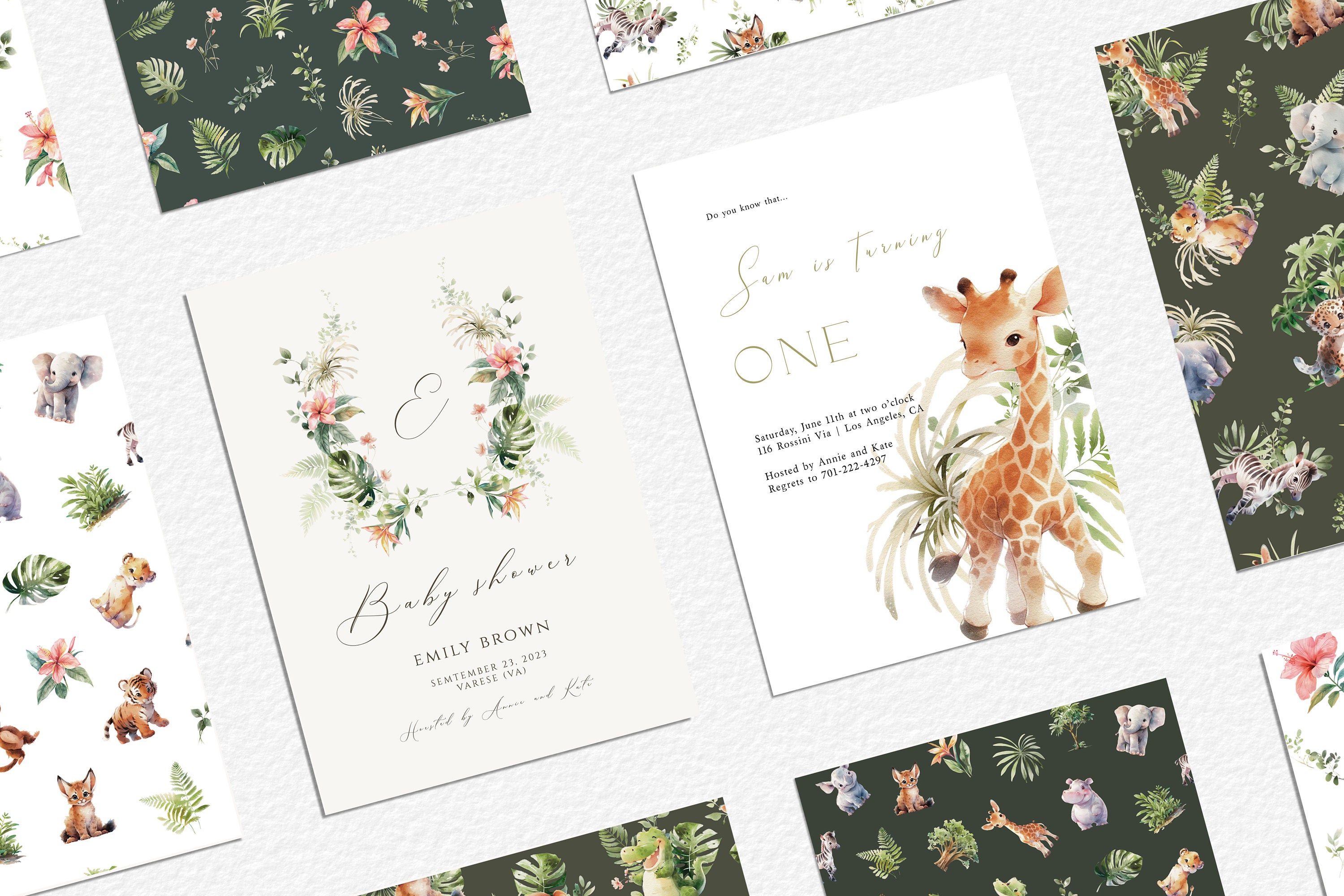 Jungle Watercolor Animal Clipart, Jungle Nursery, Jungle Baby Shower ...
