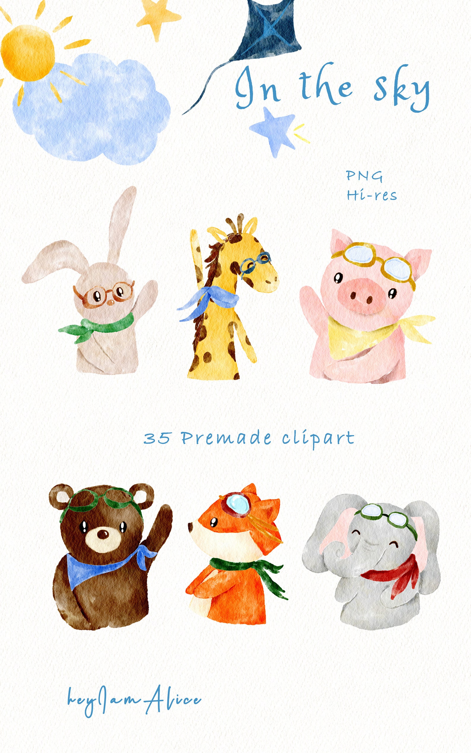 Watercolor Baby Boy Airplane Clipart Animal Clipart FREE - Etsy