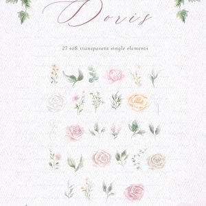 Pink Purple Flower Watercolor Clipart, Soft Pink Floral PNG, Wedding ...