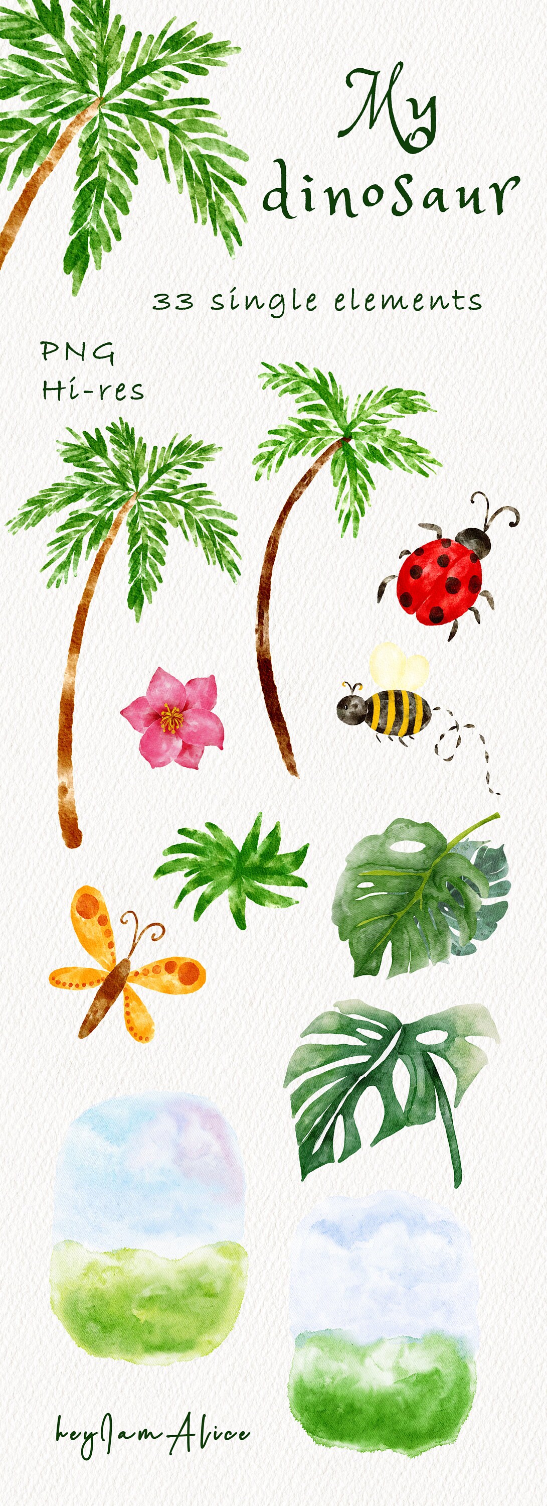 Dinosaurs Watercolor Clipart FREE COMMERCIAL Use Cute - Etsy