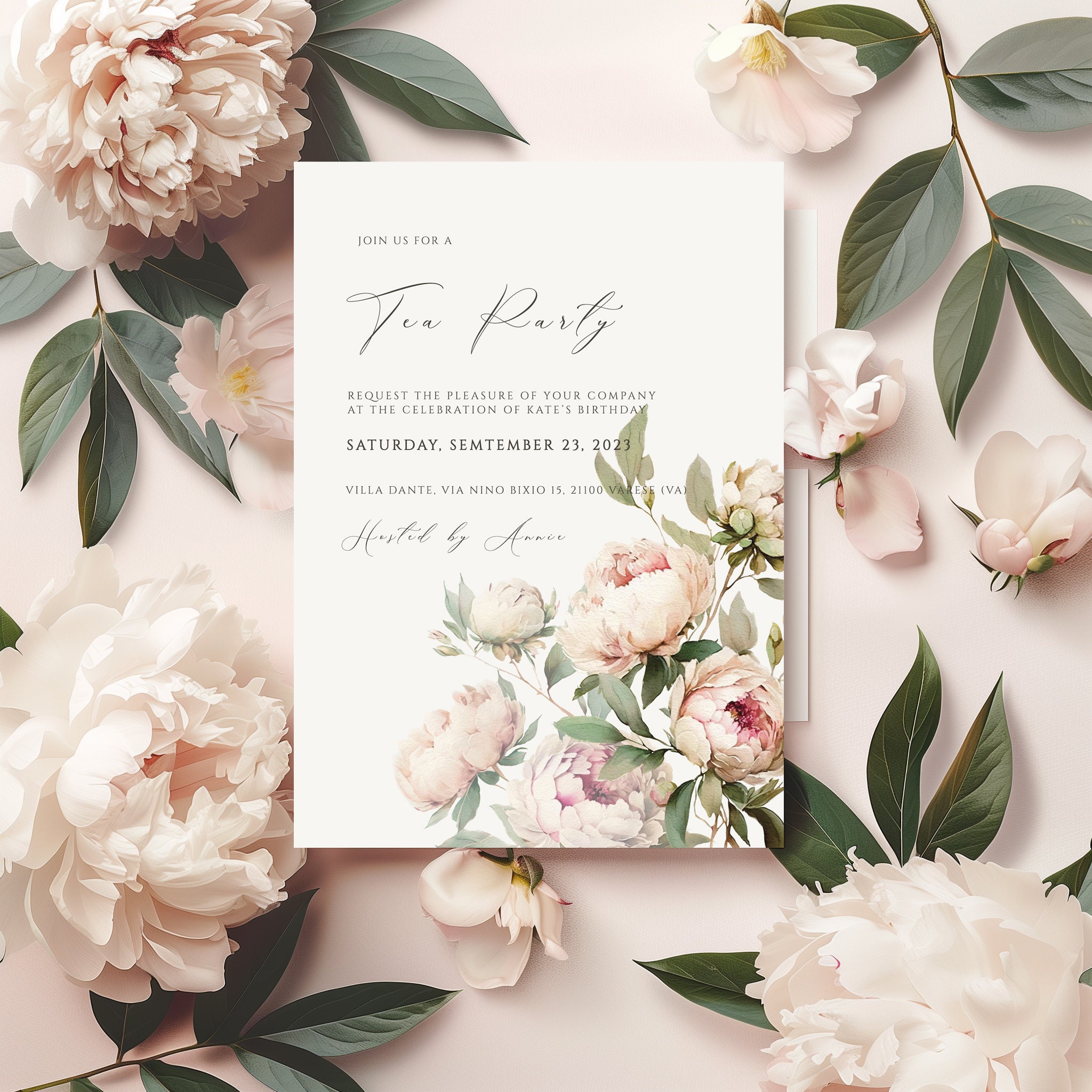 Pink Peony Flower Watercolor Clipart, Soft Pink Delicate PNG, Floral ...