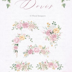 Pink Purple Flower Watercolor Clipart, Soft Pink Floral PNG, Wedding ...