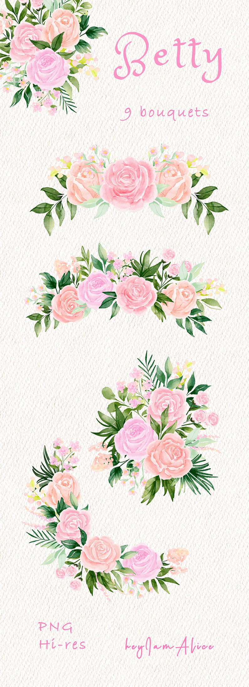 Peach Pink Watercolor Flower Clipart FREE COMMERCIAL Use - Etsy