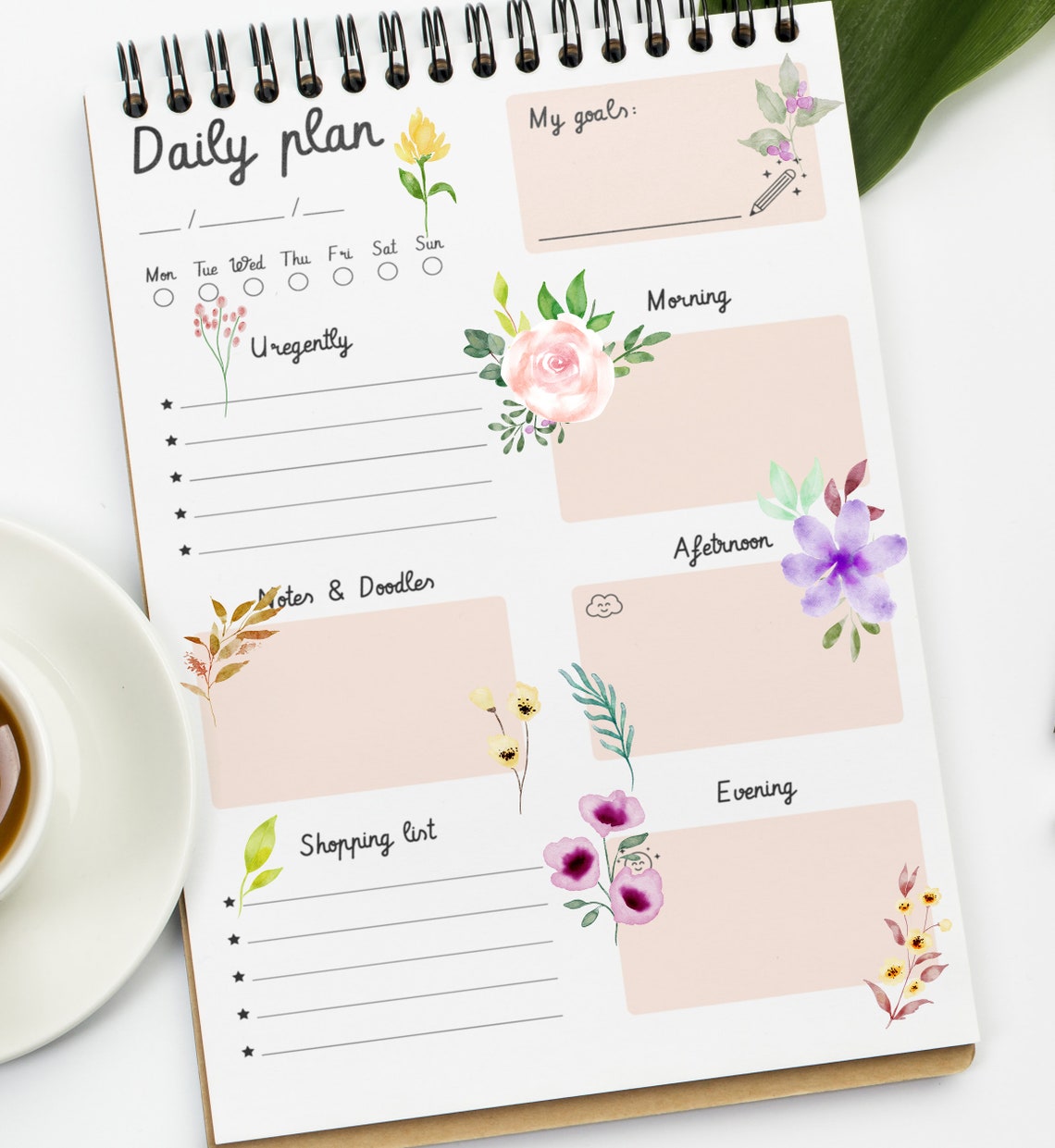 April Flower Digital Sticker, PRINTABLE Sticker Sheet, Watercolor ...