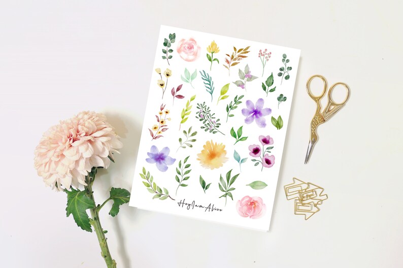 April Flower Digital Sticker PRINTABLE Sticker Sheet | Etsy