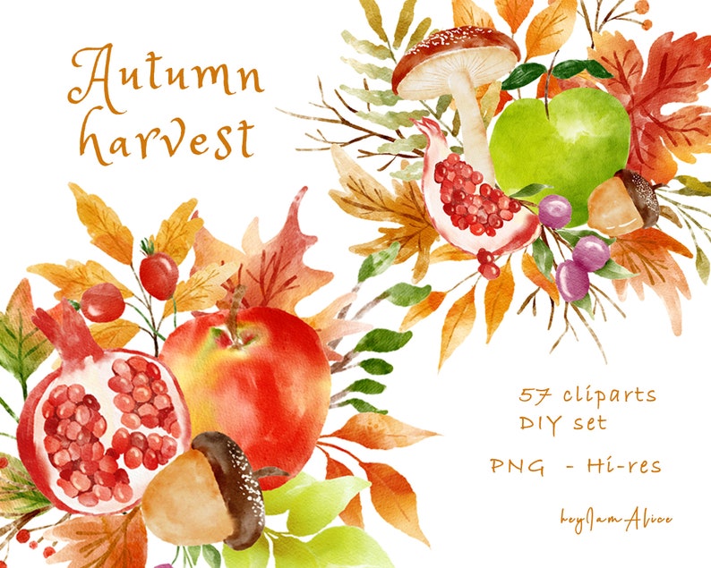 Watercolor Autumn Clipart Fall Clipart FREE COMMERCIAL Use - Etsy