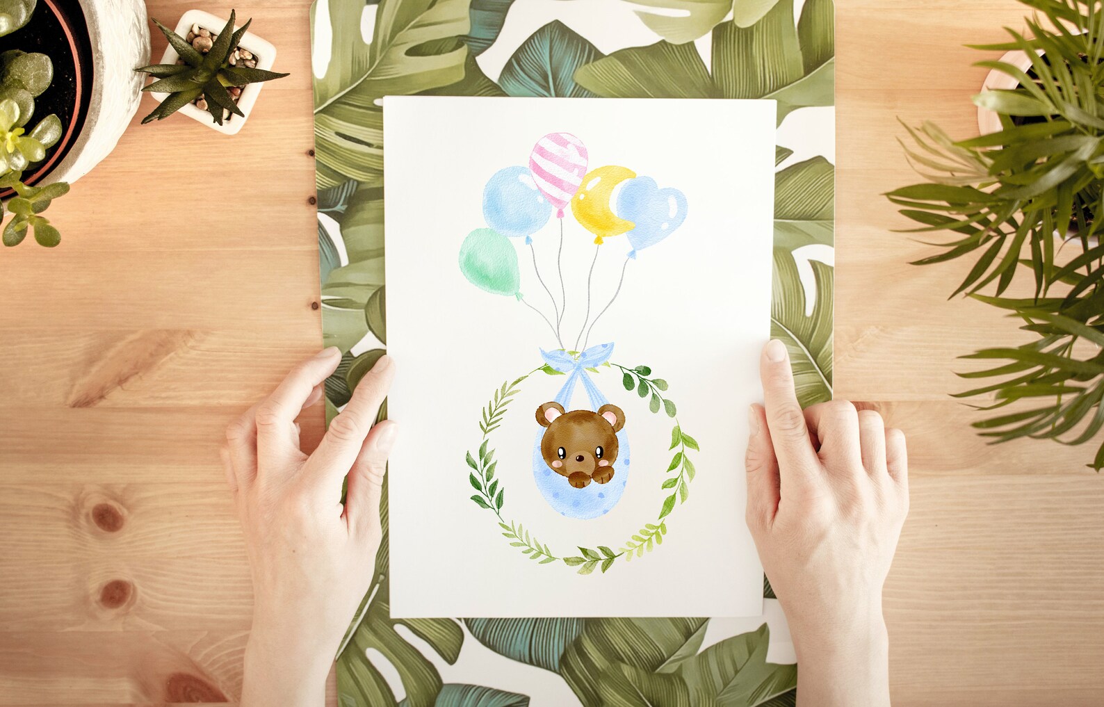Welcome Baby Watercolor Clipart Baby Animal Nursery Blue - Etsy