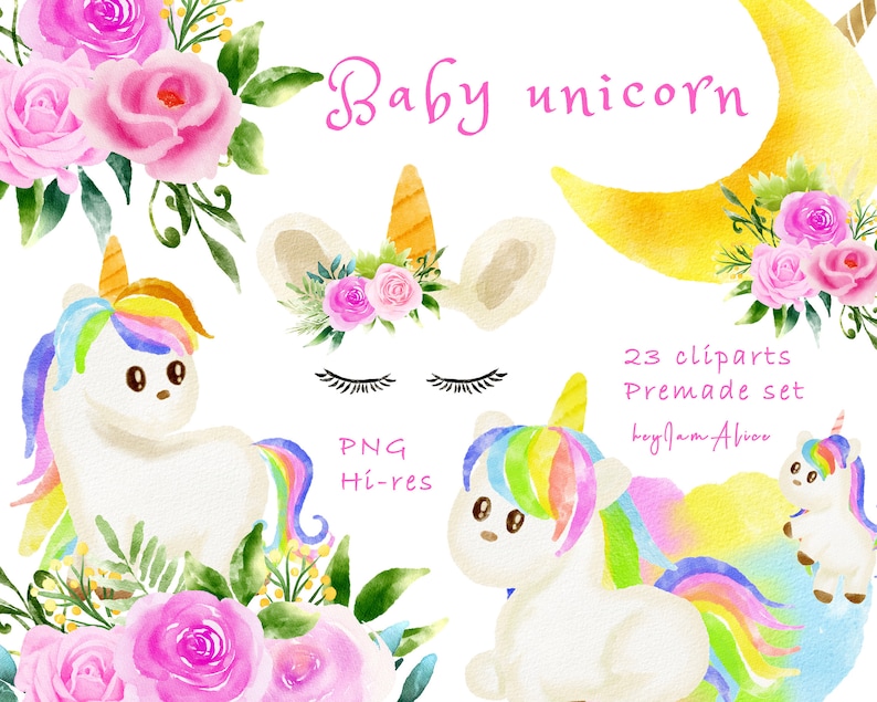 Unicorn Clipart Pony Clipart FREE COMMERCIAL Use Watercolor | Etsy