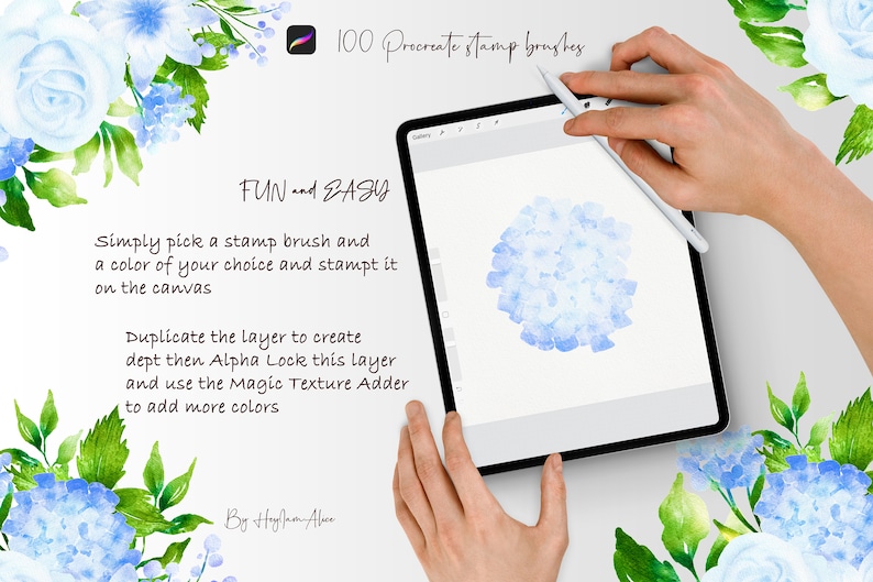 100 Realistic Watercolor Stamp Procreate Brush FREE | Etsy