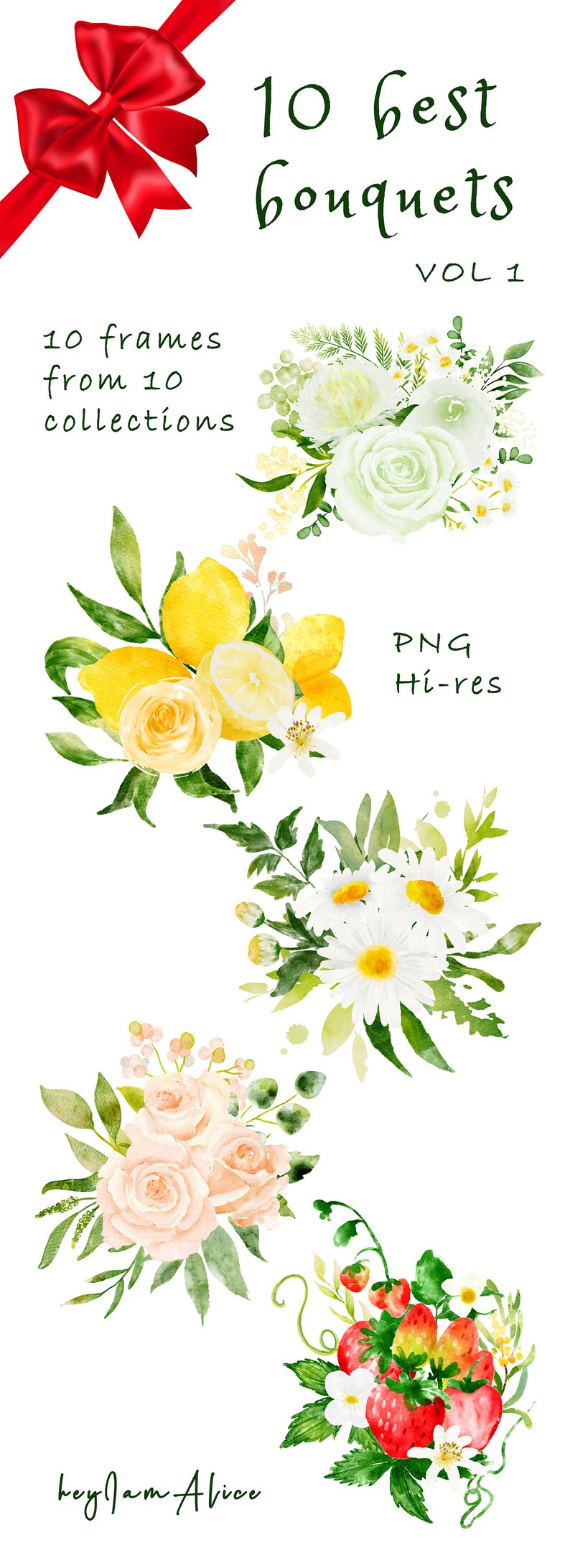 Flower Bouquet Watercolor Clipart, FREE COMMERCIAL Use, Floral Bouquet ...
