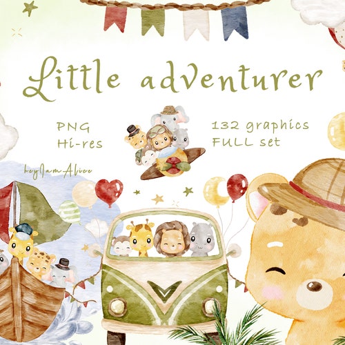 Jungle Watercolor Animal Clipart Jungle Nursery Safari Baby | Etsy