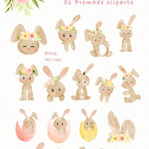 Easter Bunny Clipart, Watercolor Easter Clipart, Free Commercial Use ...
