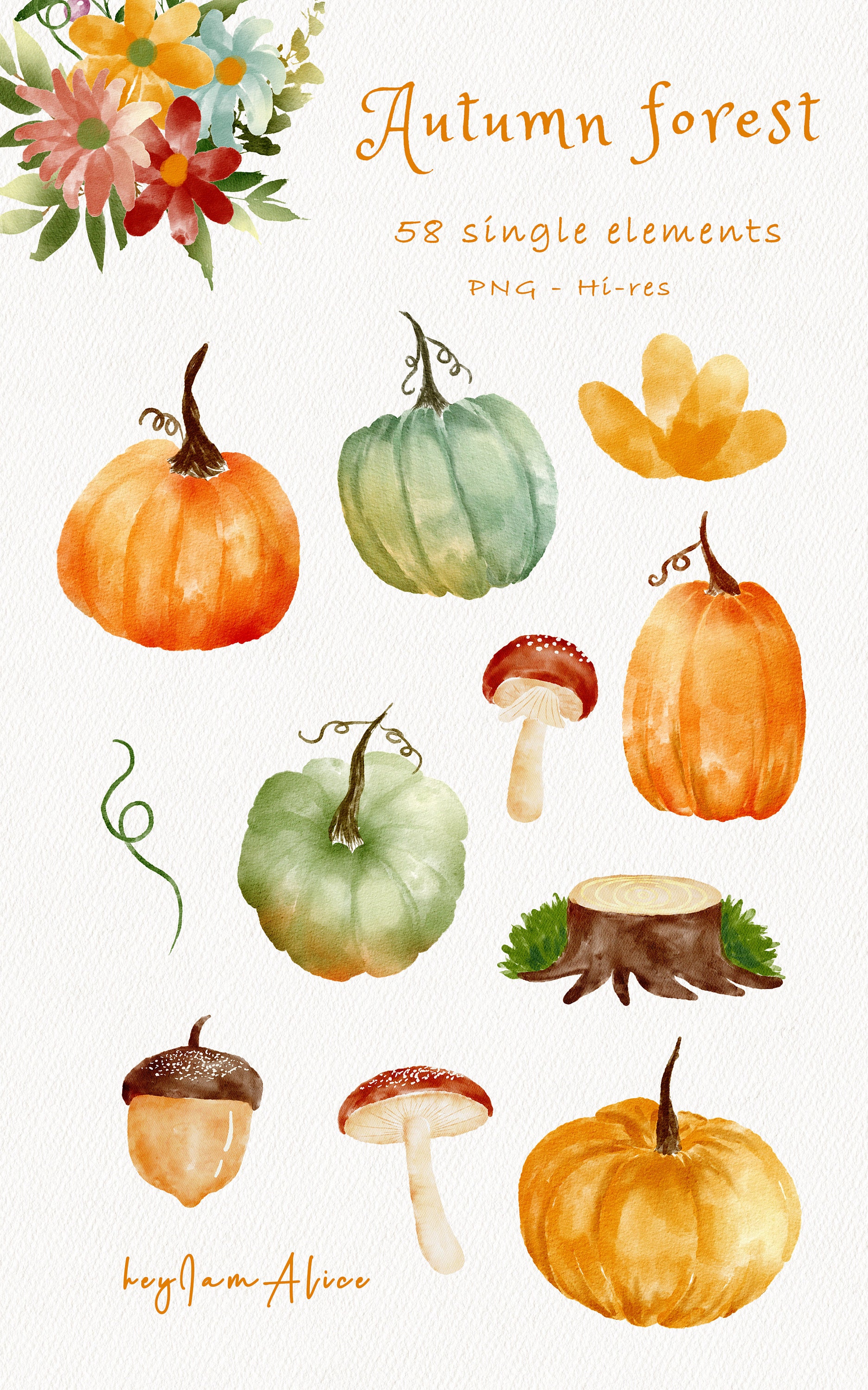 Autumn Forest Clipart, Fall Woodland Animal Clipart, FREE COMMERCIAL ...