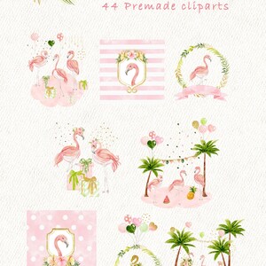 Tropical Flamingo Watercolor Clipart, Pink Flamingo PNG, Summer Party ...