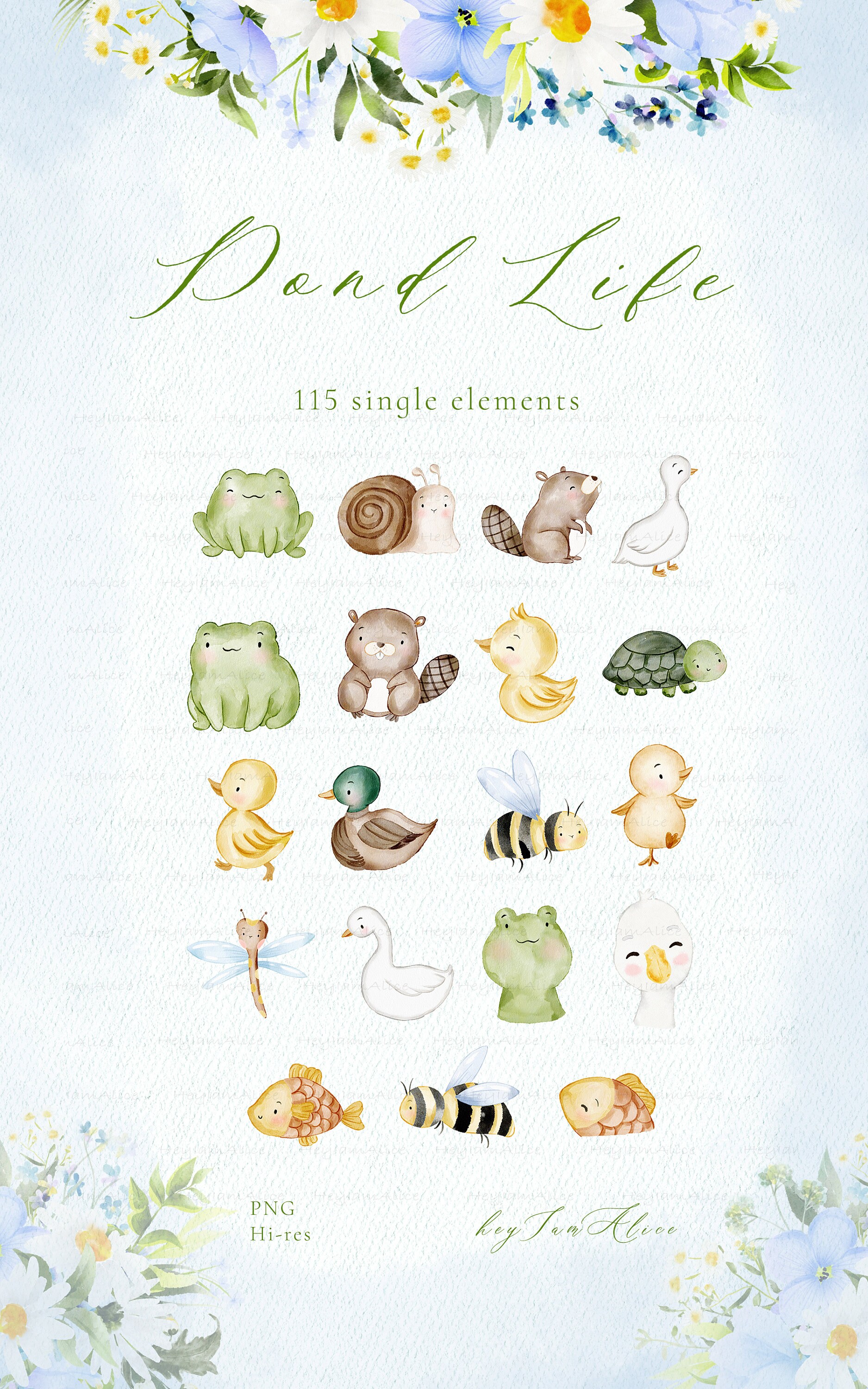 Pond Life Clipart, Frog PNG Graphic, Frog Princess PNG, Duck Pond Baby ...