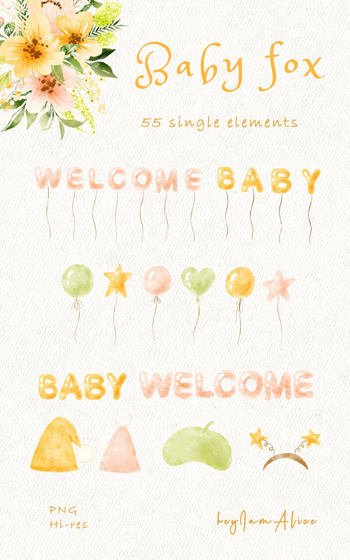 Baby Fox Watercolor Clipart Woodland Animal PNG FREE - Etsy