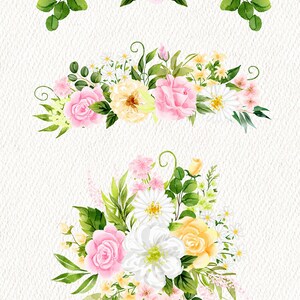 Peach Pink Watercolour Flower Clipart, Flower Printable , Greenery ...