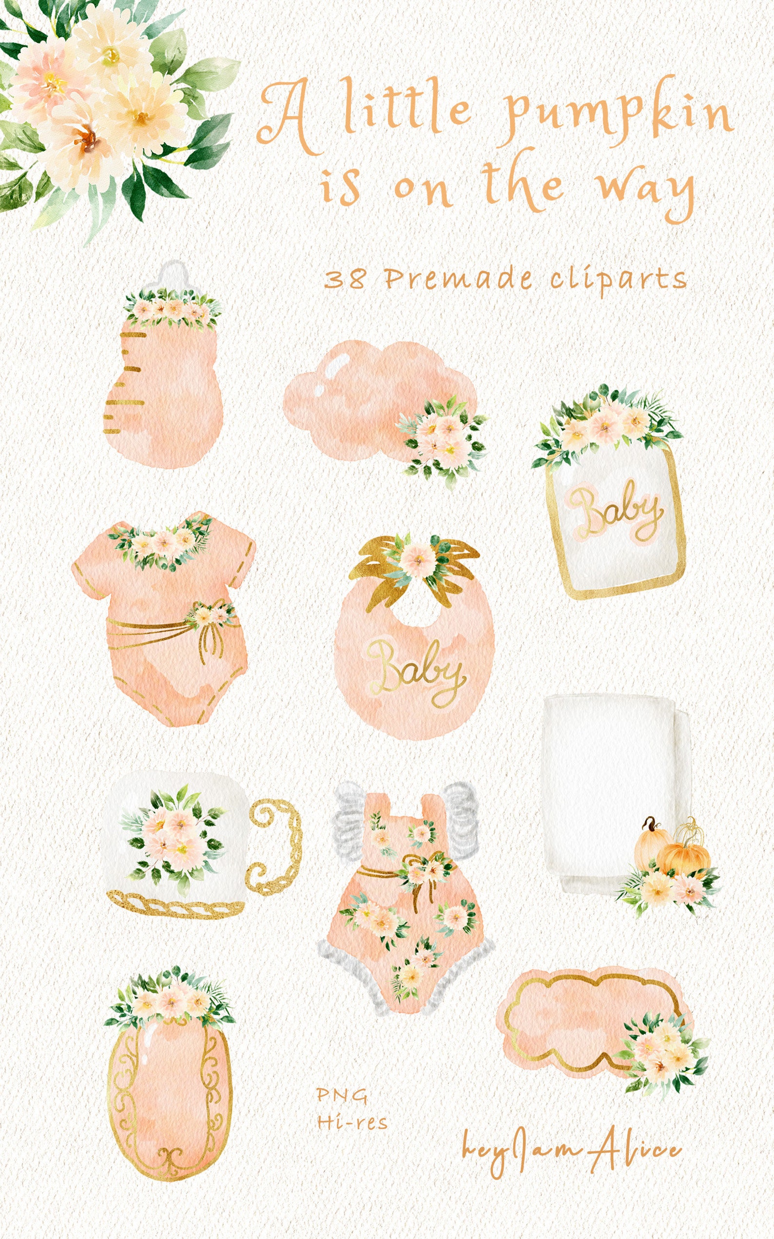 Baby Pumpkin Nursery Clipart Baby Welcome Graphic Baby | Etsy