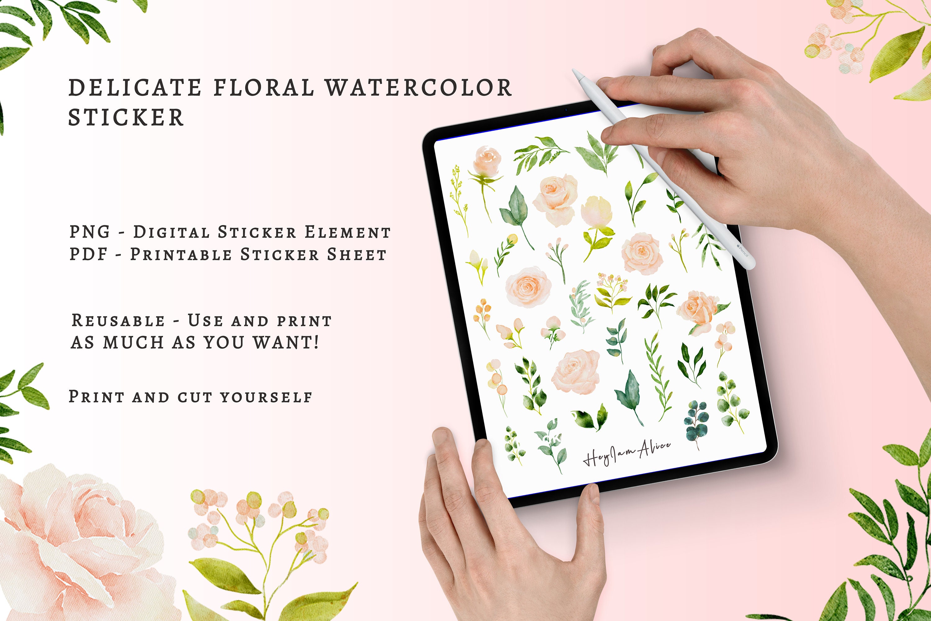 Peach Cream Digital Sticker Printable Sticker Sheet - Etsy