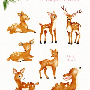 Baby Deer Clipart, Pink Watercolor Deer PNG, FREE COMMERCIAL Use, Baby ...