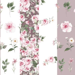 Pink ROSE Flower Watercolor Clipart, Soft Pink Floral PNG, Watercolor ...