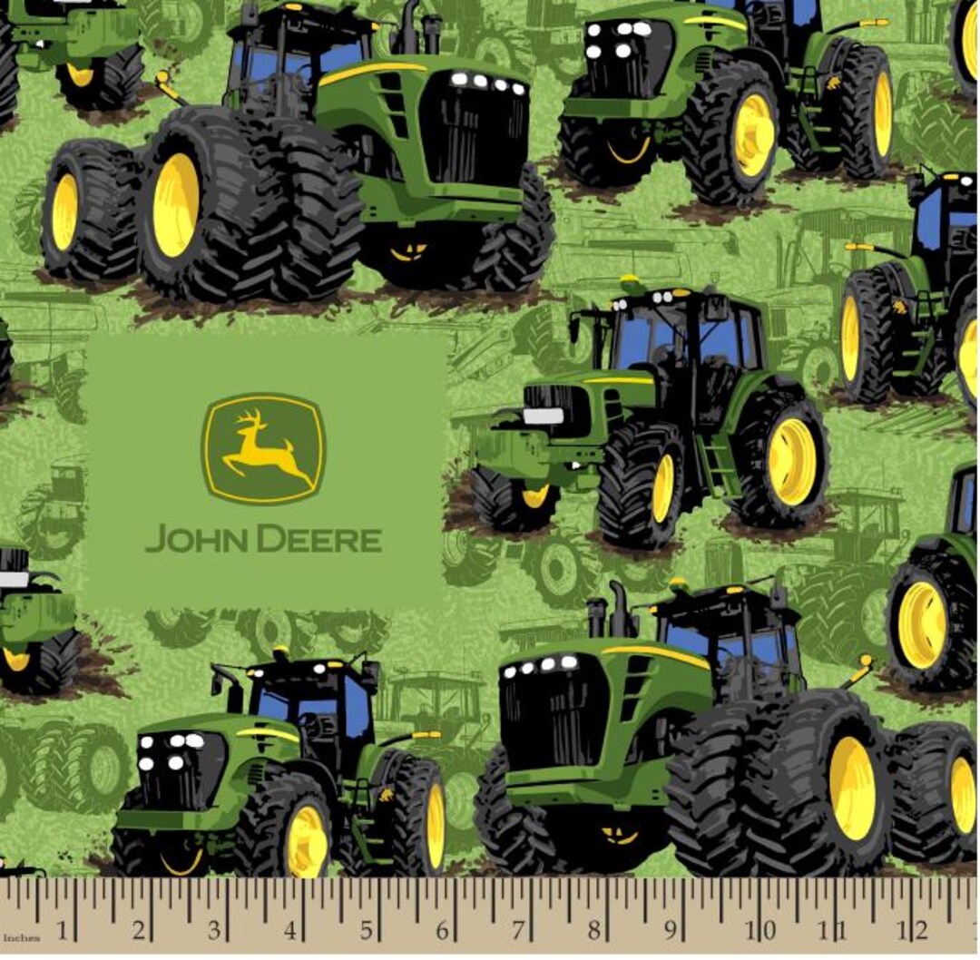 Fabric by the Yard Novelty John Deere Tractor Flip Green by Springs ...