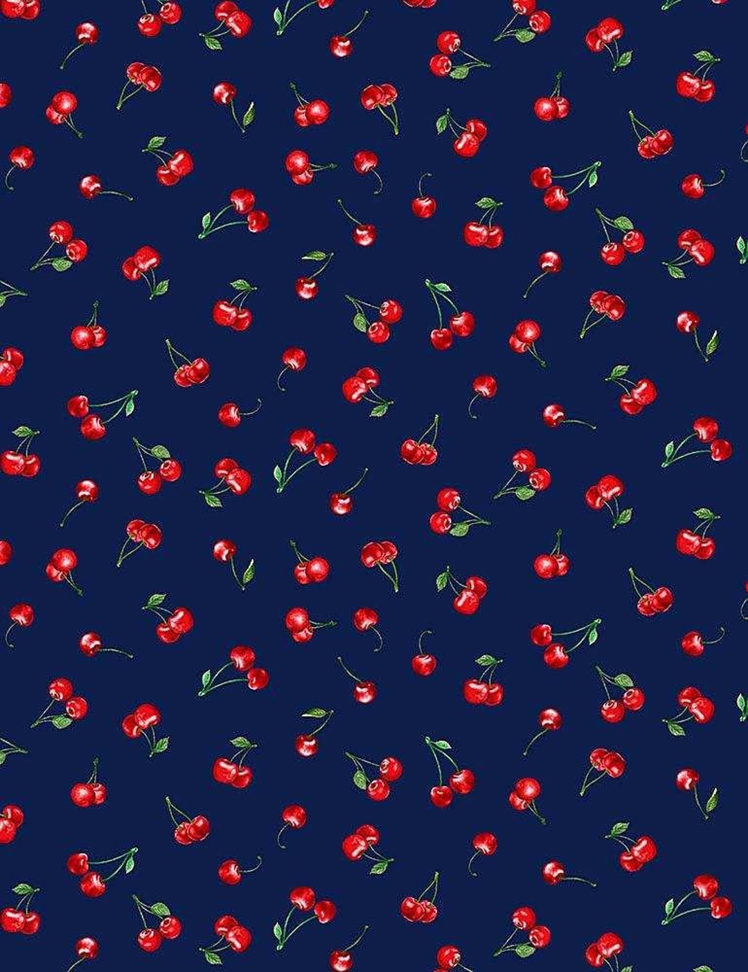 Fabric by the Yard Novelty Cherries Timeless Treasures Tiny Cherries on Navy - Etsy