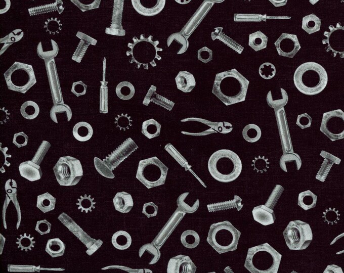 Fabric by the Yard Novelty Tools, Handyman, MDG Workshop Allover, Black ...