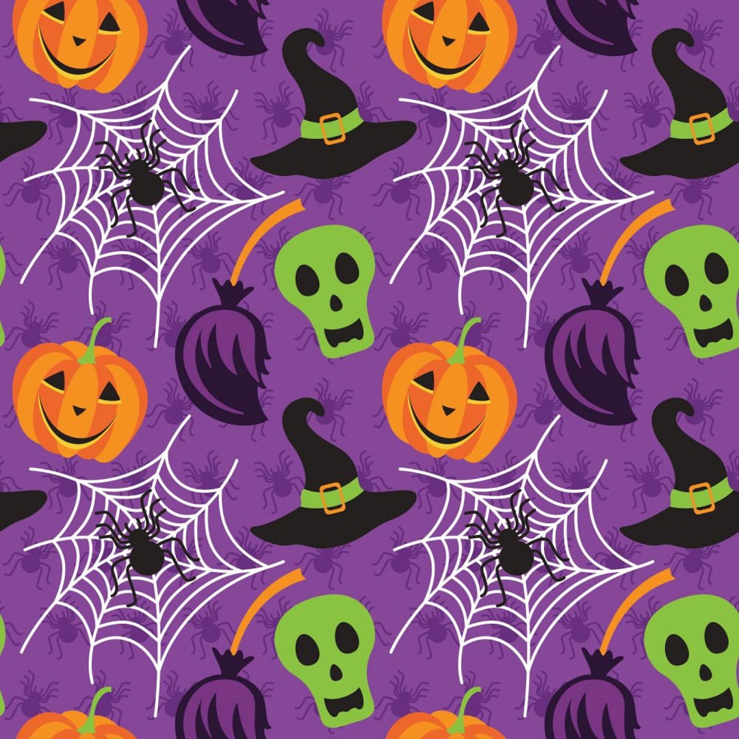 Fabric by the Yard Novelty Halloween MDG Creepy Things Purple - Etsy