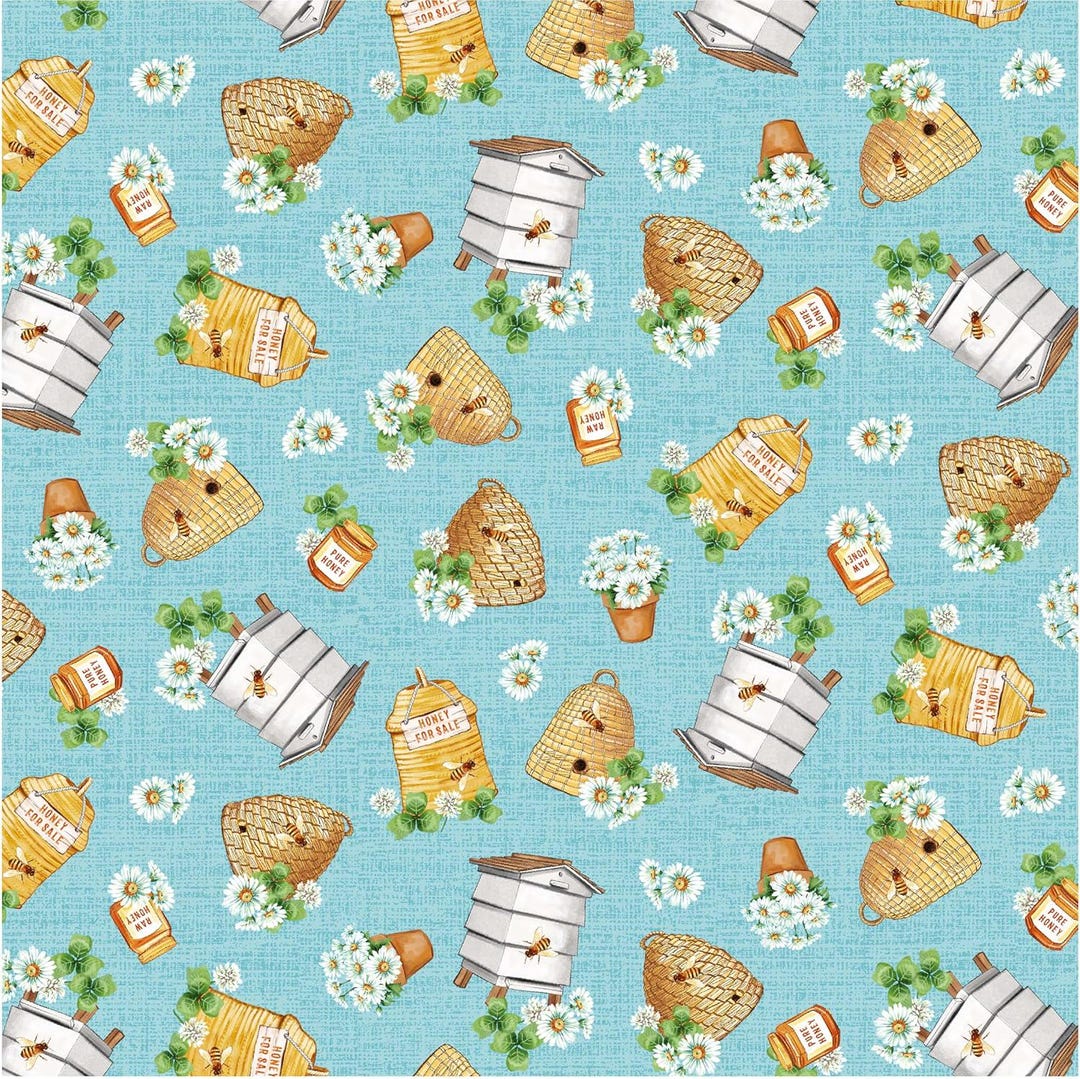 Fabric by the Yard Novelty Bees Michael Miller Honey Bee Hives Blue - Etsy