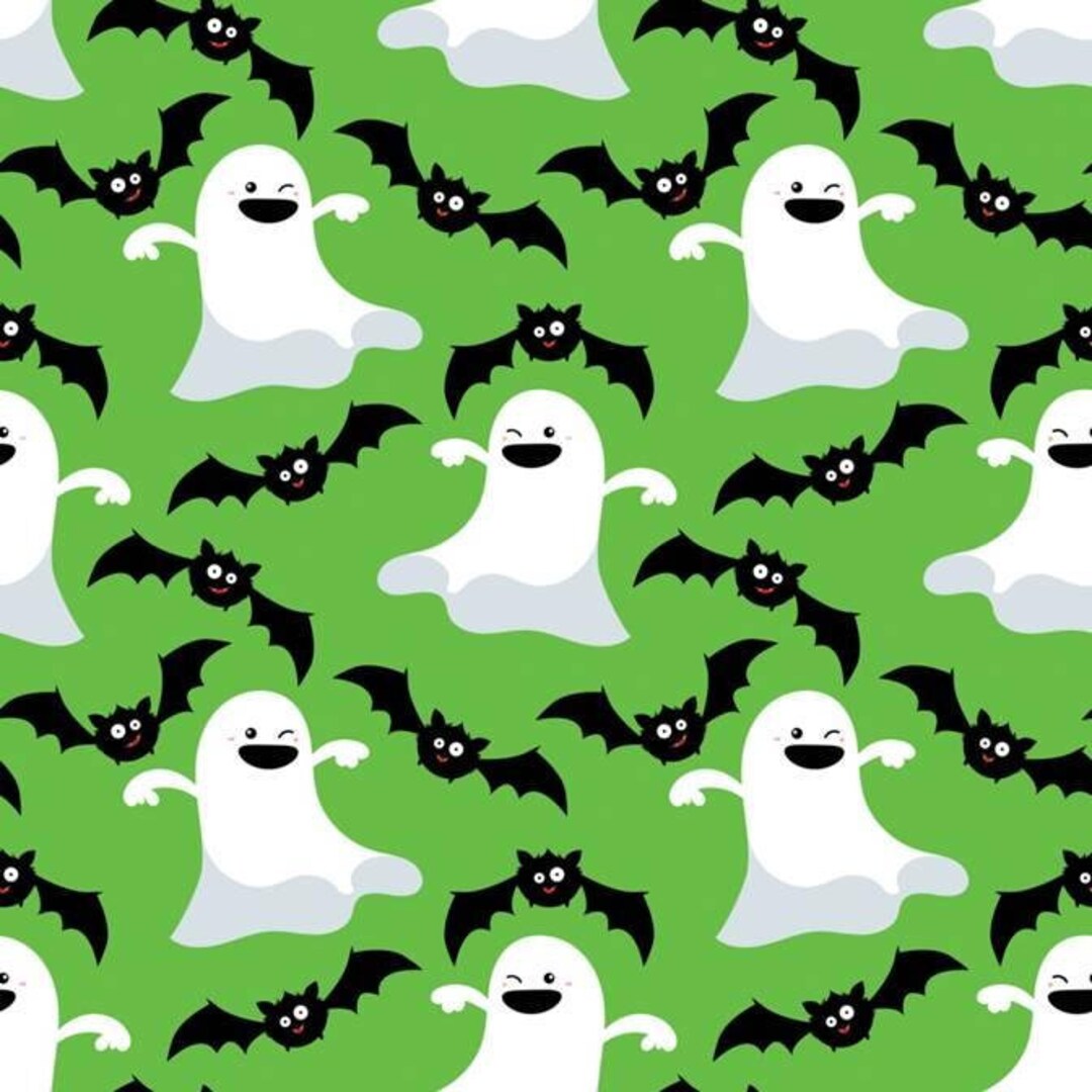Fabric by the Yard Novelty Halloween Ghostly Green by MDG - Etsy