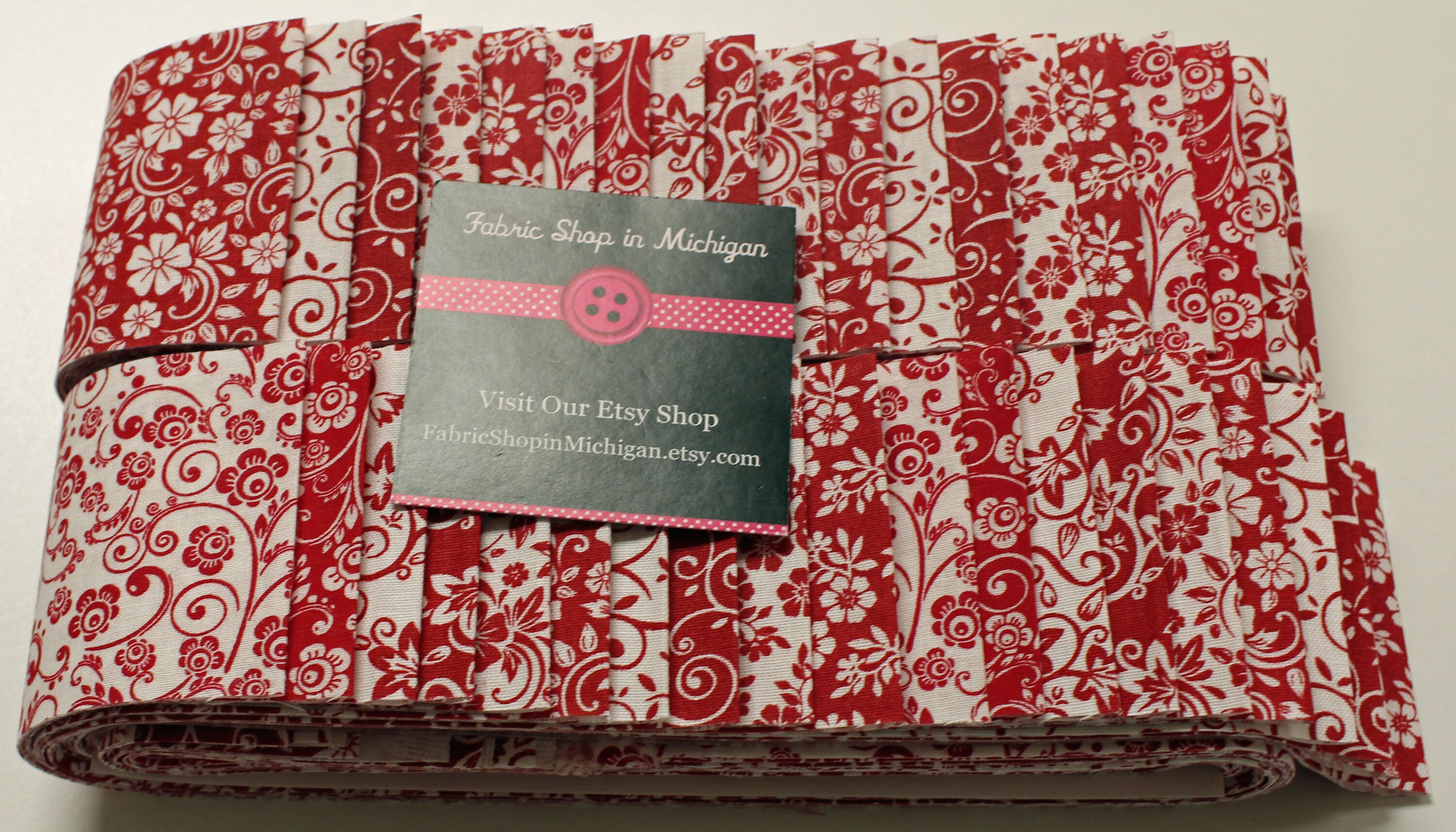 Jelly Roll Prints Red & White Prints MDG Jelly Roll, 40 Strips 2 1/2 X ...