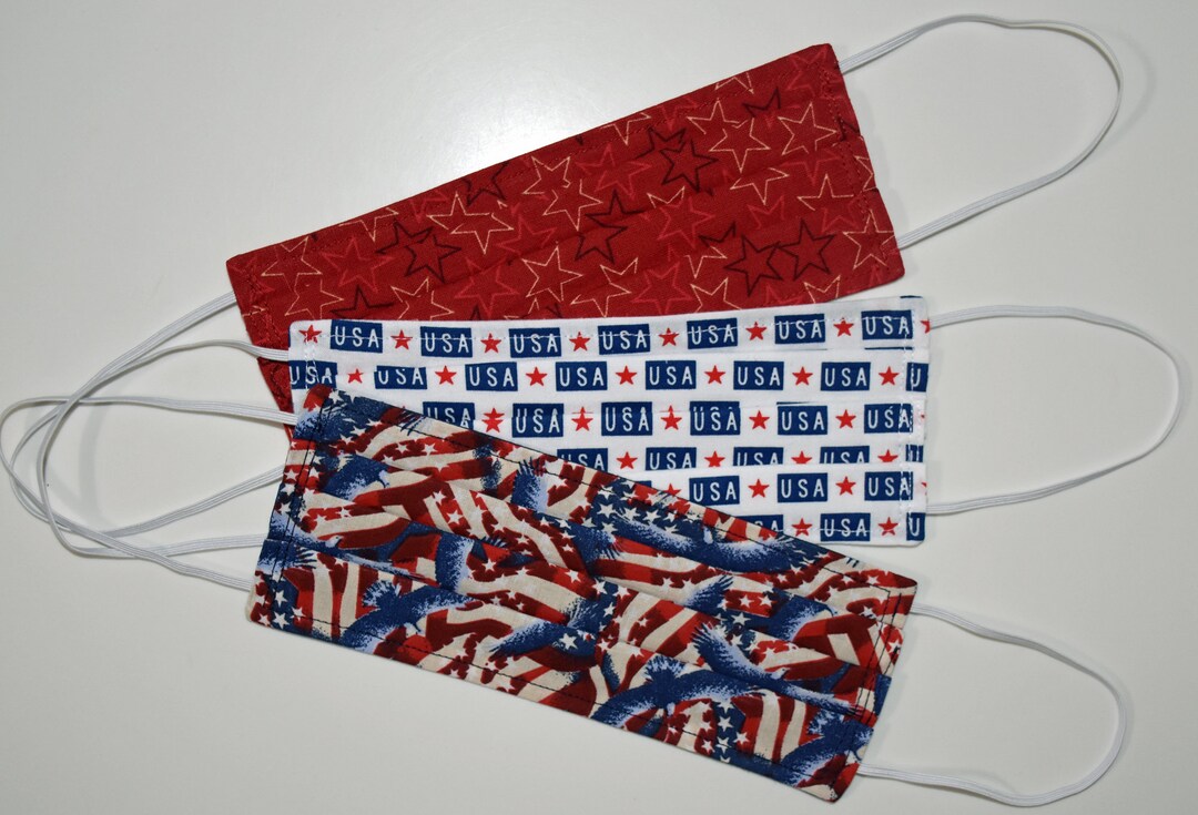 Face Masks Set of 3 Adult Patriotic Cotton Face Masks 15.00 Size Men's ...