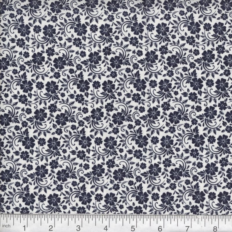 Navy Floral Fabric - Etsy