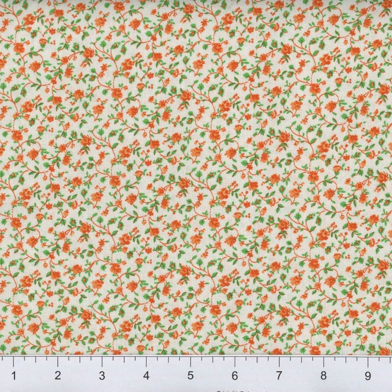 Orange Floral Fabric - Etsy
